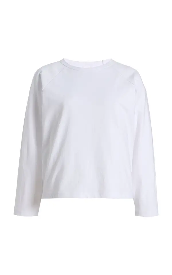 LESET Cotton Crewneck Long Sleeve T-shirt - White