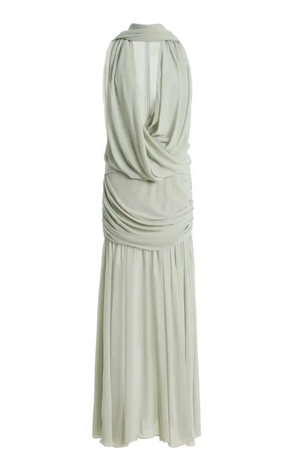 DE LA VALI Azul Crepe Maxi Dress