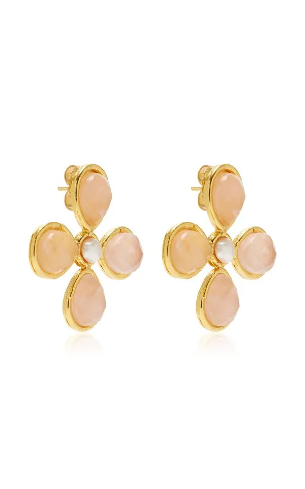 Sylvia Toledano Pansy Stud Earrings With Pink Quartz