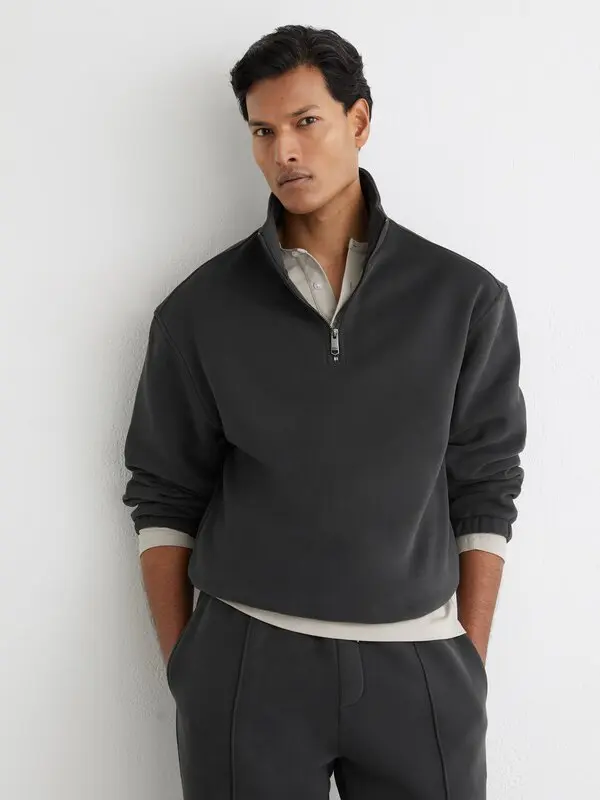 REISS Quinn Cotton-blend Half-zip Sweatshirt