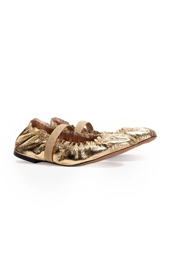 ODISSI Flora Metallic Leather Ballerina Flats