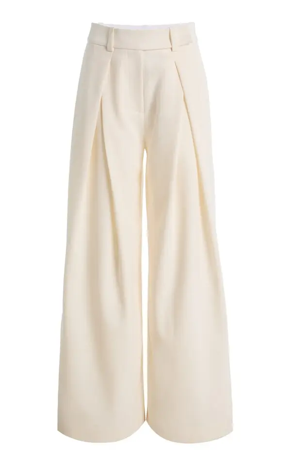 FAVORITE DAUGHTER Pleats For Days Crepe Wide-leg Pants - Ivory