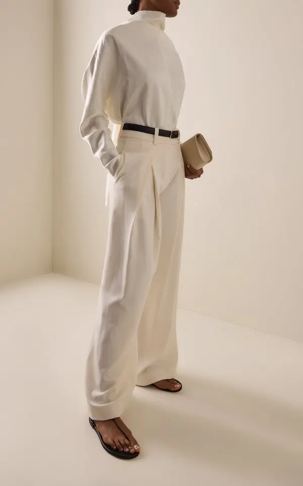 FAVORITE DAUGHTER Pleats For Days Crepe Wide-leg Pants
