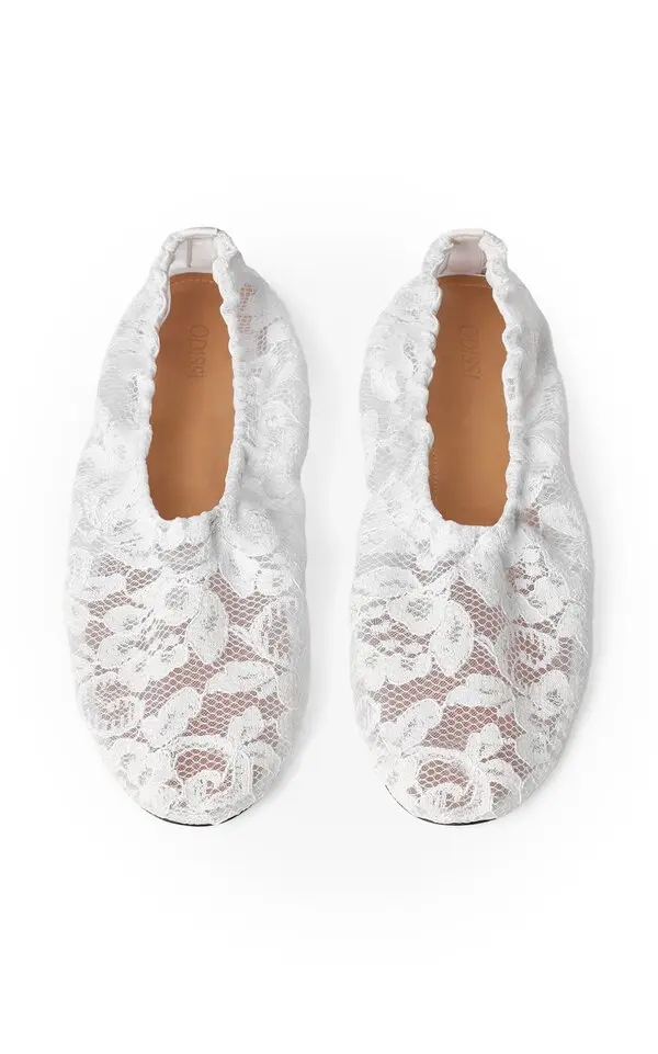 ODISSI Aicha Lace Ballerina Flats - White
