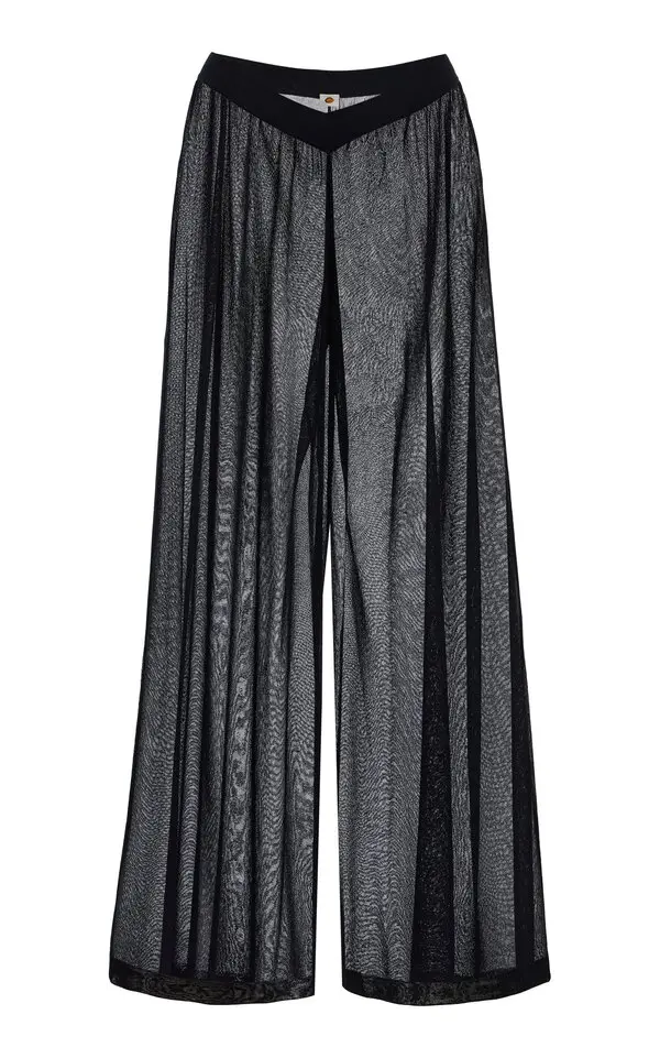 TROPIC OF C Sheer Palazzo Pant - Black