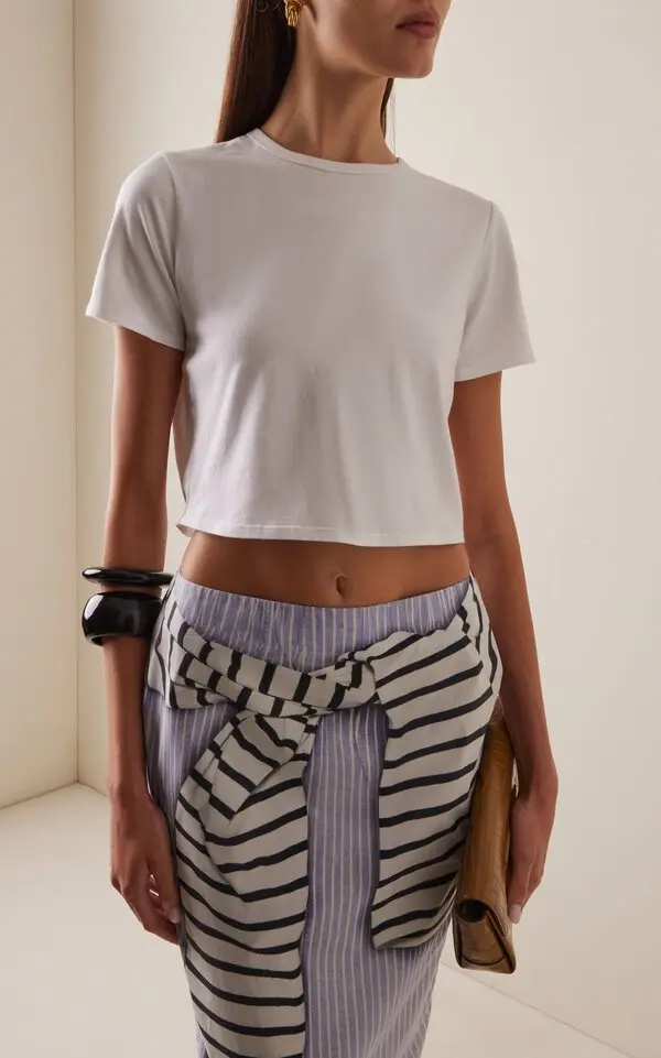 FAVORITE DAUGHTER The Laura Cropped Cotton-blend Top