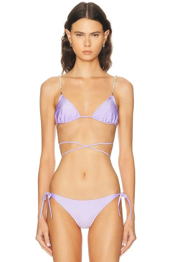 DOLLA Dolores Wrap Elba Straps Bikini Top - Haze & Multi