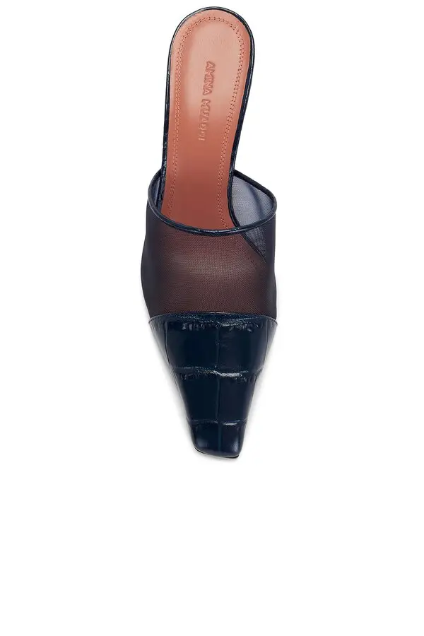 Amina Muaddi Jamie 80 Mesh Mule - Navy