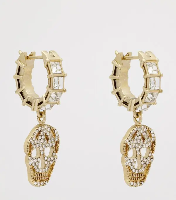 Alexander McQueen Crystal Skull Hoop Earrings