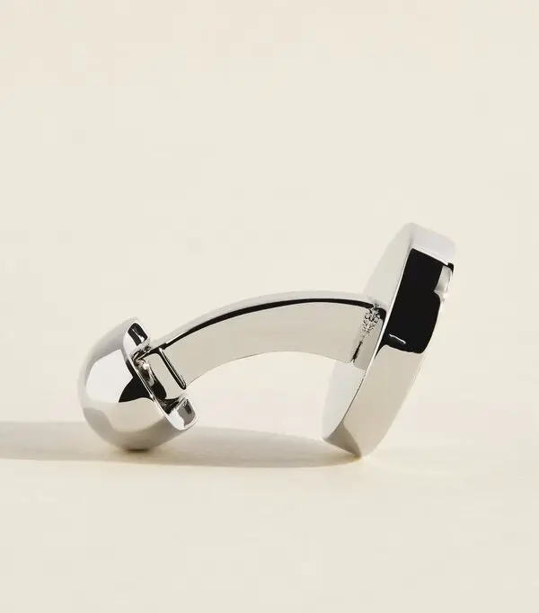 BABETTE WASSERMAN LONDON Rhodium-plated Jade Circle Cufflinks