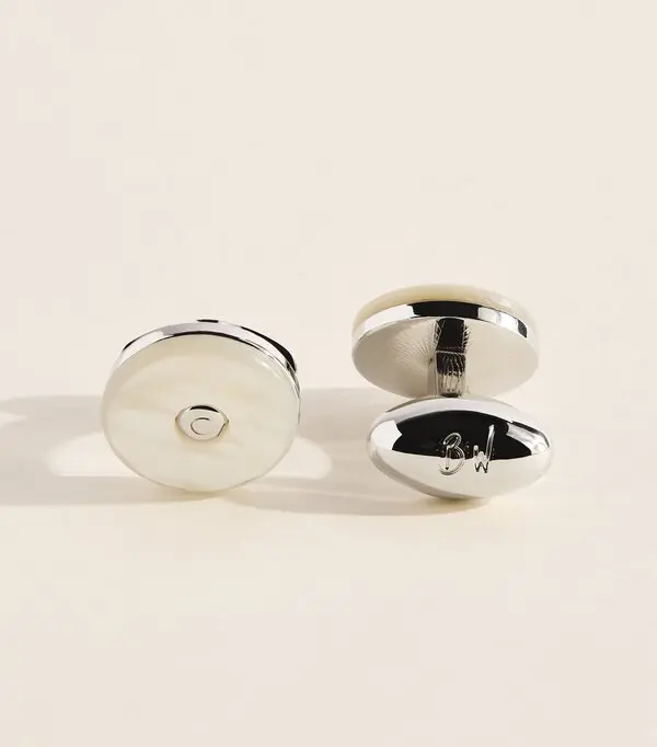 BABETTE WASSERMAN LONDON Rhodium-plated Tiger’s Eye Tourbillon Cufflinks - Silver