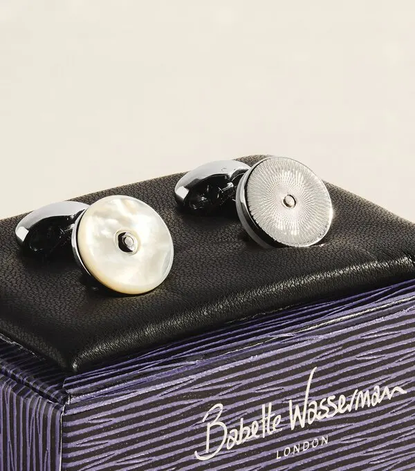 BABETTE WASSERMAN LONDON Rhodium-plated Tiger’s Eye Tourbillon Cufflinks