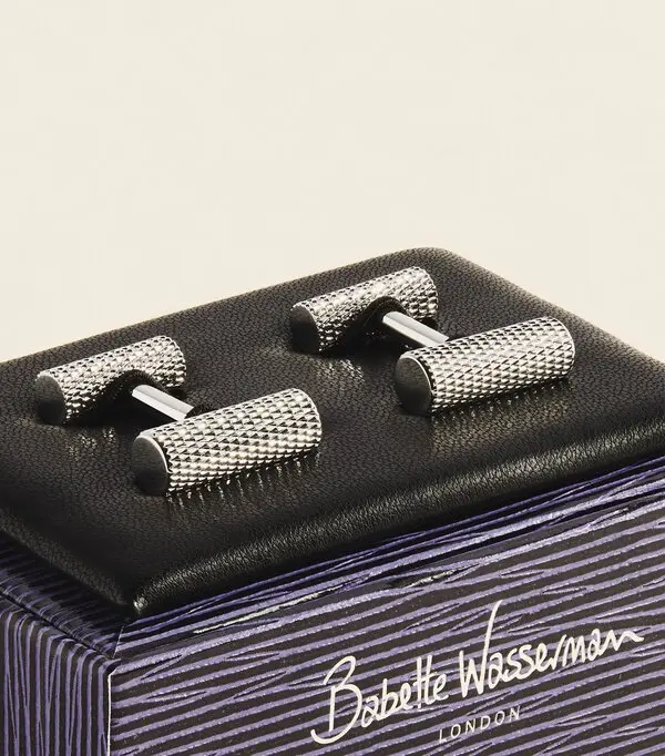 BABETTE WASSERMAN LONDON Rhodium-plated Thread Bar Cufflinks