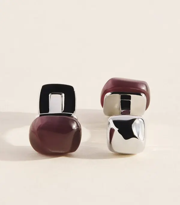 BABETTE WASSERMAN LONDON Rhodium-plated Cat’s Eye Twist Square Cufflinks - Purple