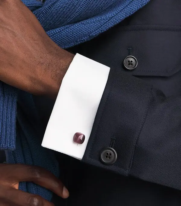 BABETTE WASSERMAN LONDON Rhodium-plated Cat’s Eye Twist Square Cufflinks