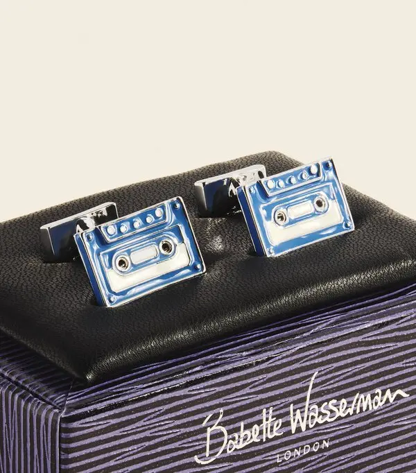 BABETTE WASSERMAN LONDON Rhodium-plated Cassette Tape Cufflinks