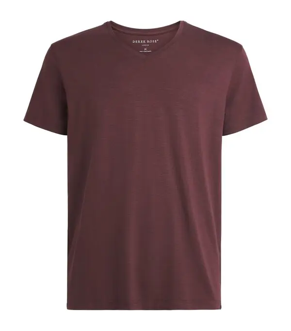 Derek Rose Basel V-neck Lounge T-shirt - Brown