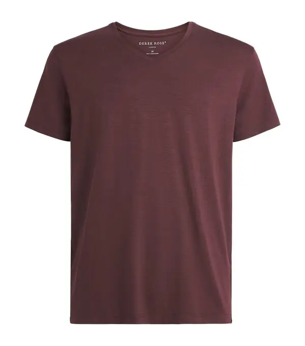 Derek Rose Basel V-neck Lounge T-shirt - Brown