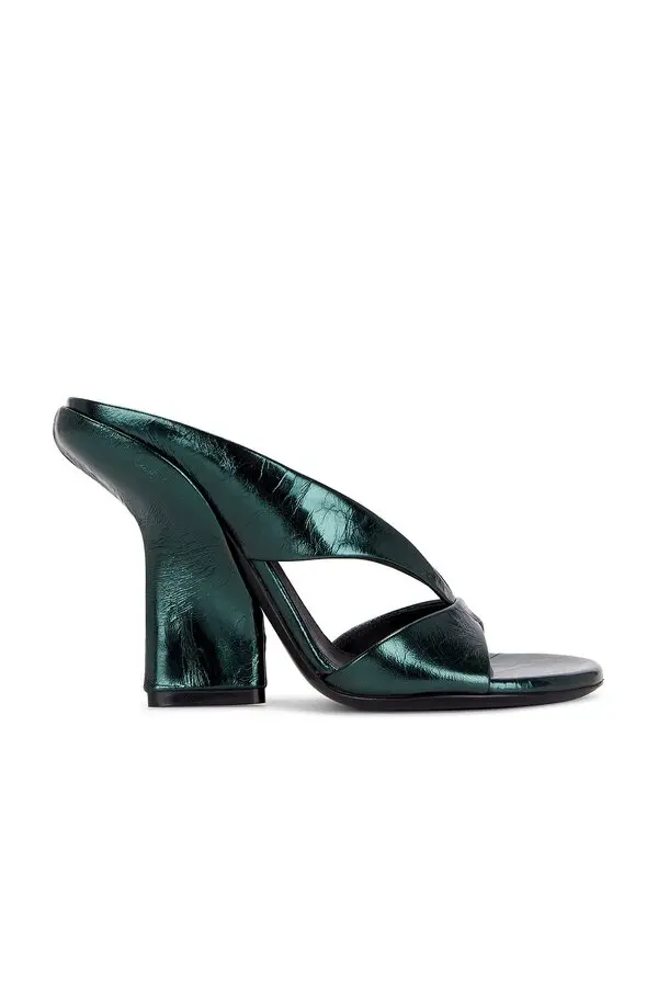 Dries Van Noten Rounded Toe Slide Mule In Teal - Forest