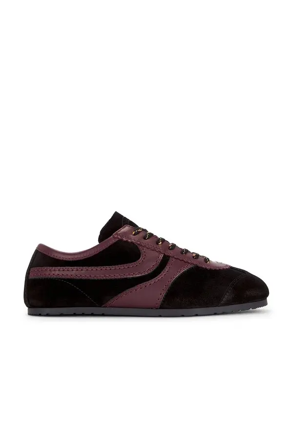 Dries Van Noten Slim Sneaker In Burgundy - Black