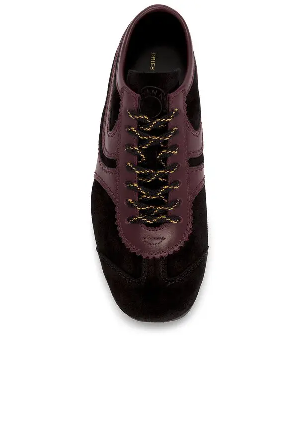 Dries Van Noten Suede And Leather Trim Sneakers - Black