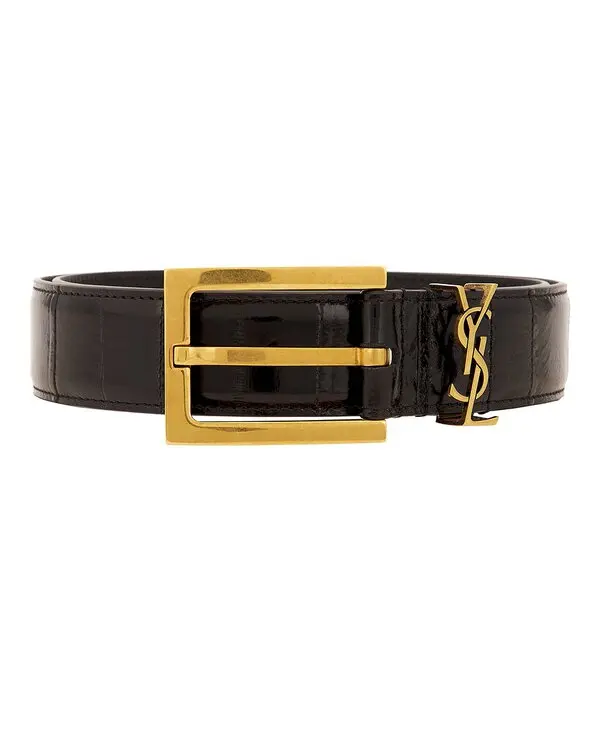 Saint Laurent Carree Passant Cassandre Buckle Belt - Nero