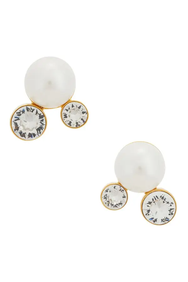 Dries Van Noten Handmade Shell Paste Small Earrings In Ivory - Gold