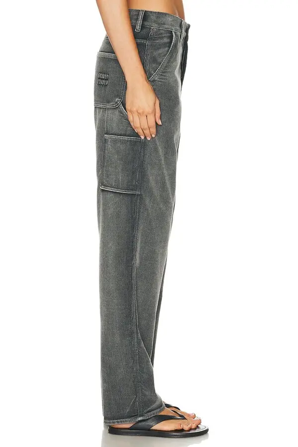 Miu Miu Velluto Old Pant In Grey