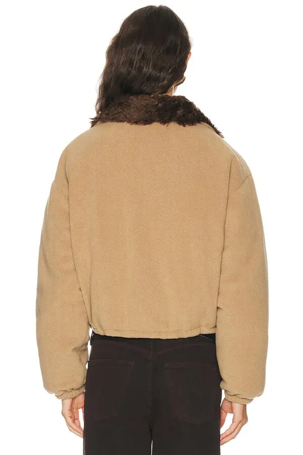 Miu Miu Cropped Fleece Jacket With Down Padding - Cammello