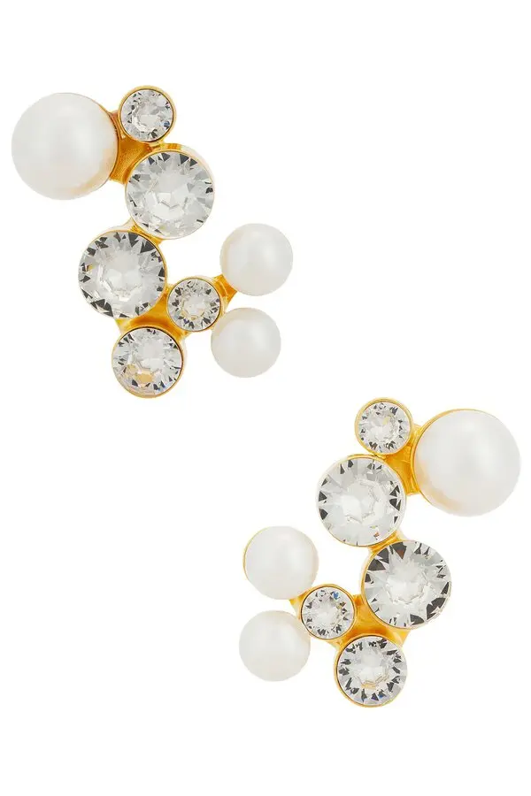 Dries Van Noten Handmade Shell Paste Big Earrings In Metallic - Gold