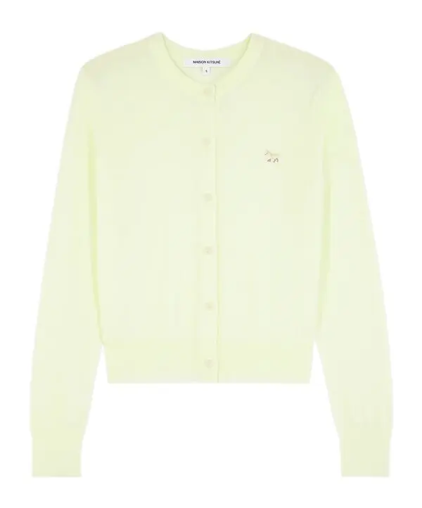 Maison Kitsuné Baby Fox Patch Knit Cardigan - Lemon