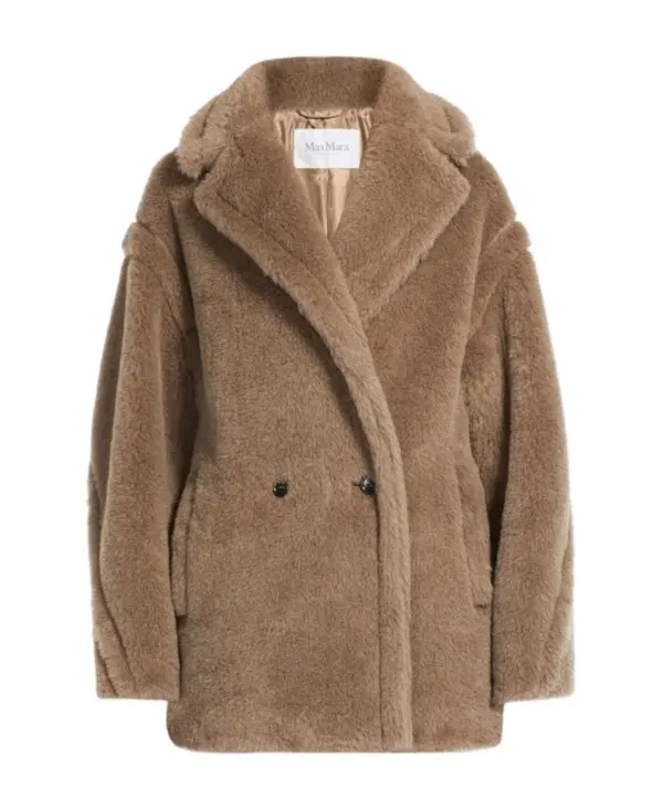 Max Mara Faux Fur Double-breasted Coat - Sand-colored