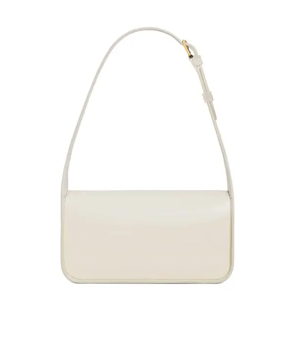 Celine Terence Shoulder Bag In Patent Calfskin - White