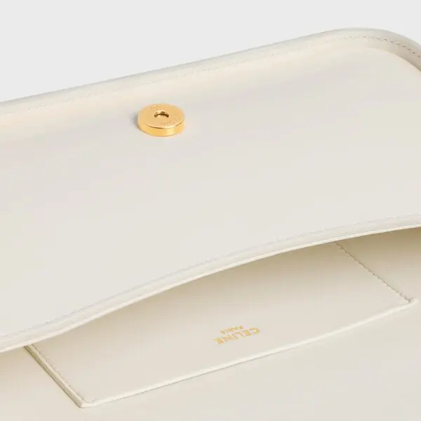 Celine Terence Shoulder Bag In Patent Calfskin - White