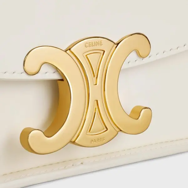 Celine Terence Shoulder Bag In Patent Calfskin - White