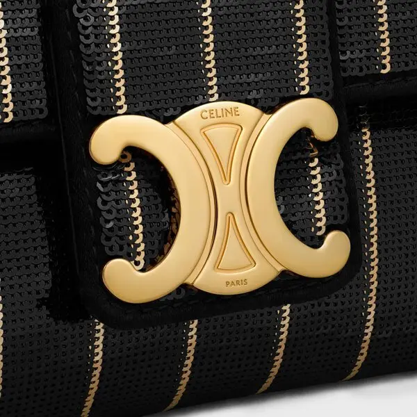 Celine Mini Victoire Bag In Striped Sequins