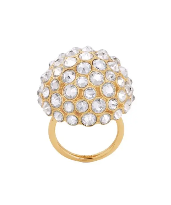 Celine Dome Ring In Strass And Finish Brass - Gold