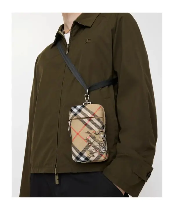 Burberry Check Phone Bag With Appliqu