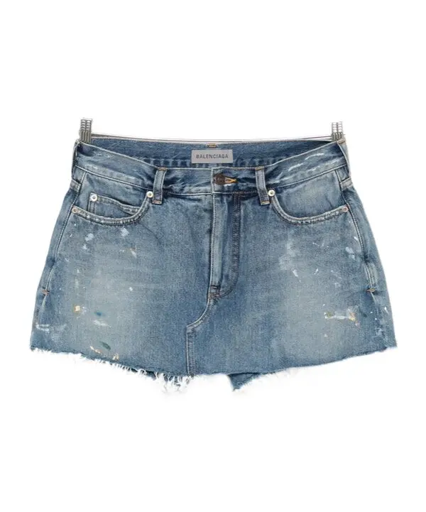 Balenciaga Belt-loop Denim Shorts - Gray