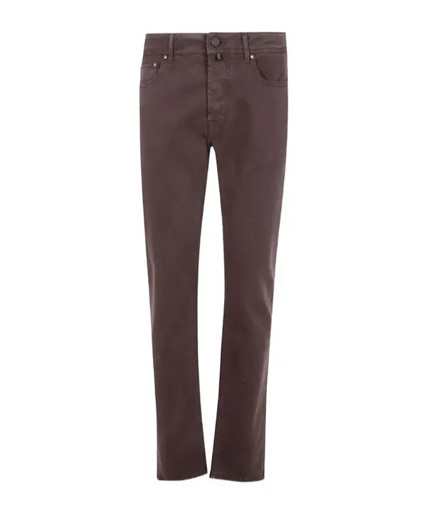 Jacob Cohen Logo Patch Pocket-detail Trousers - Brown