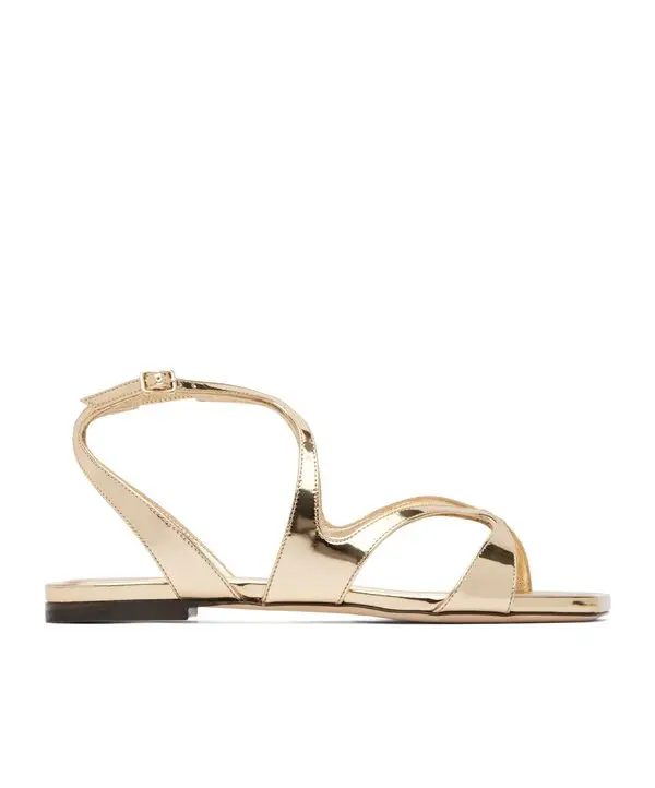 JIMMY CHOO Ayla Flat Sandals - Gold