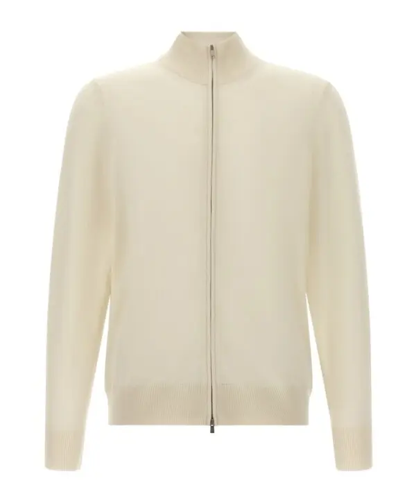 Hugo Boss Zip-up High Neck Cardigan - White