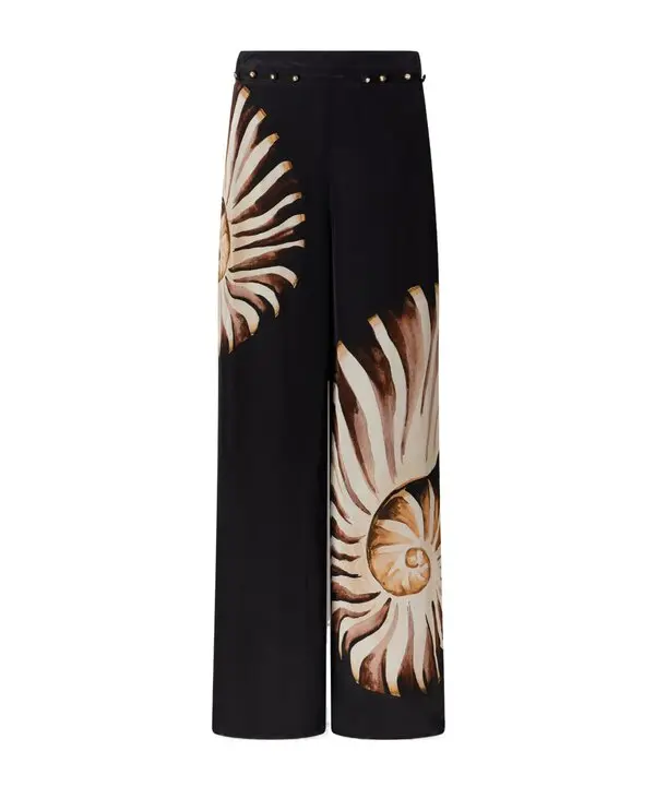 Farm Rio Printed Wide-leg Pants - Black