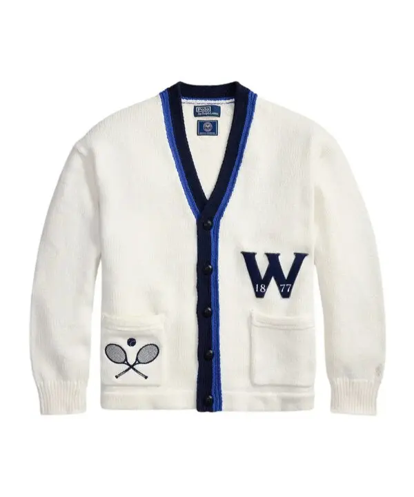 Polo Ralph Lauren Wimbledon 2026 Striped Patch Cotton Cardigan
