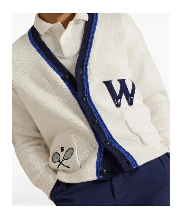 Polo Ralph Lauren Wimbledon 2026 Striped Patch Cotton Cardigan