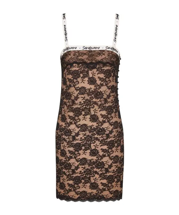 Saint Laurent Lace Slip Dress - Black