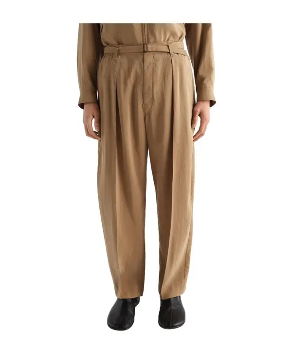 LEMAIRE Belted Relaxed Pants In Dry-silk