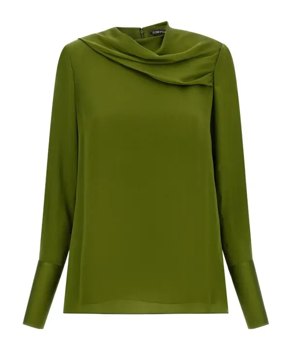 TOM FORD Draped-collar Blouse - Green