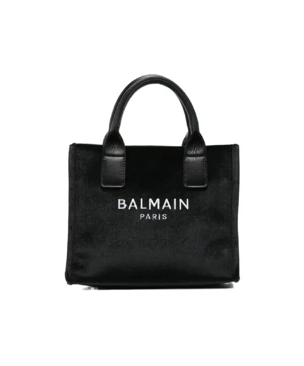 Balmain Logo-embroidered Velvet Tote Bag - Black