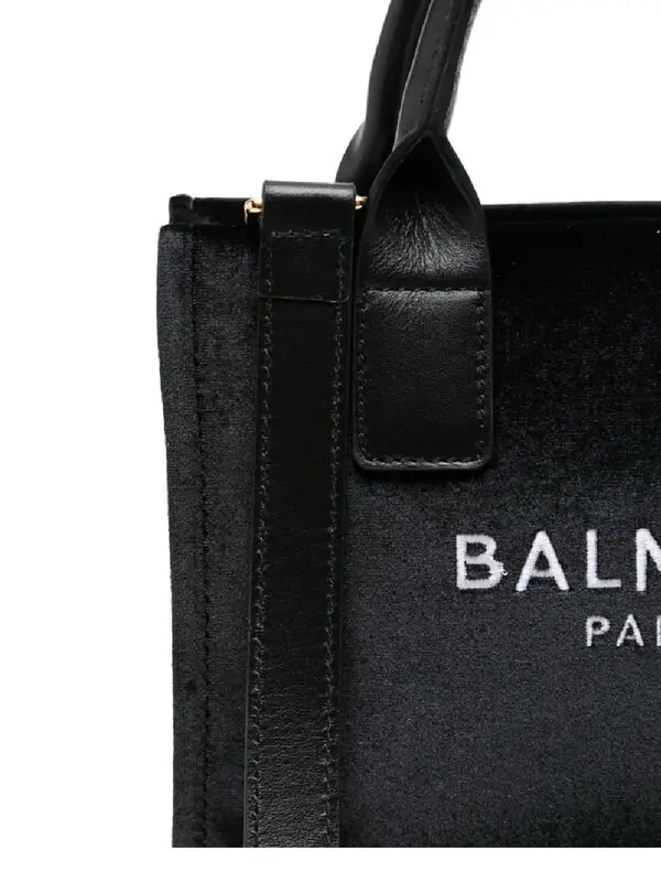 Balmain Logo-embroidered Velvet Tote Bag